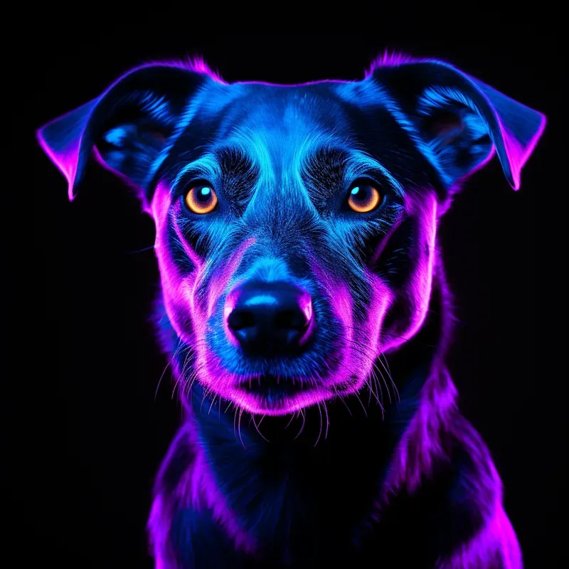 Neon Light Animal Portraits Photographs Midjourney Prompt | PromptBase