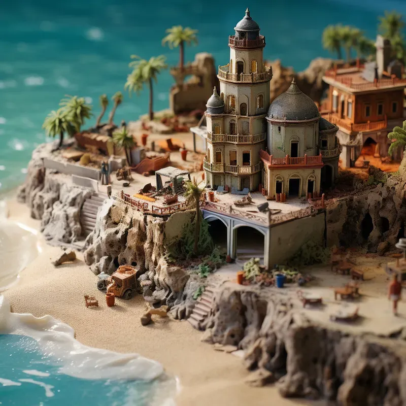 Miniature Architecture Landscape Models Midjourney Prompt | PromptBase