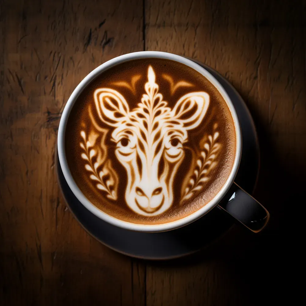 Latte Art Animal Portraits Coffee Photos Midjourney Prompt | PromptBase
