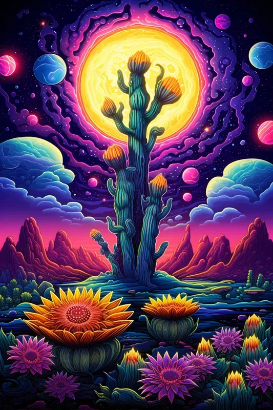 Psychedelic Posters Colorful Trippy Art Midjourney Prompt | PromptBase