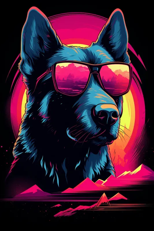 Synthwave T-shirt Cartoon Vector Designs Midjourney Prompt | PromptBase