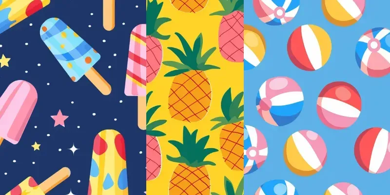 Summer Patterns Cartoon Vector Drawings Midjourney Prompt | PromptBase