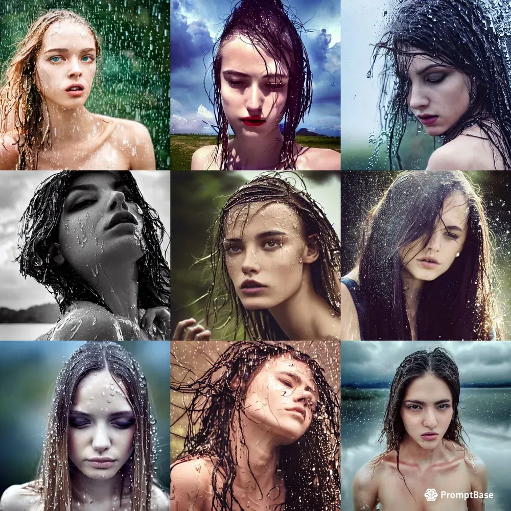 Wet Hair Portraits In Different Styles Stable Diffusion Prompt | PromptBase
