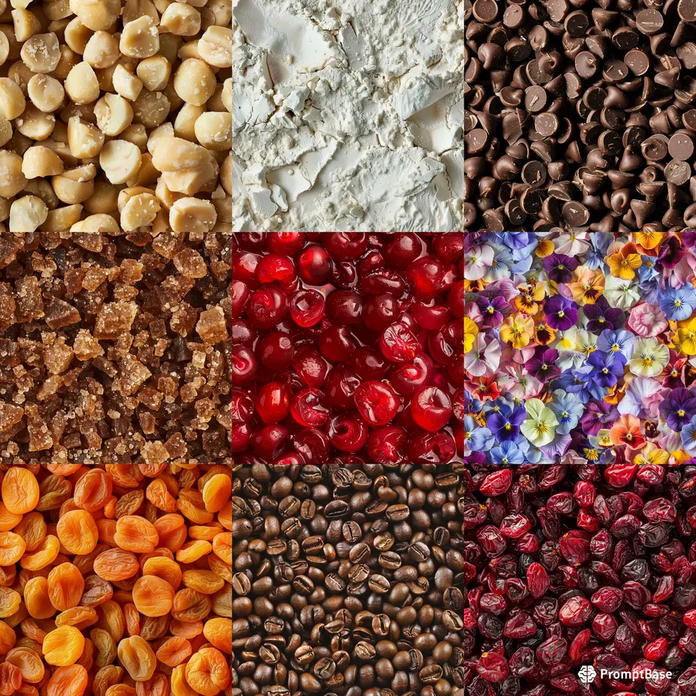 Seamless Patterns Of Bakery Ingredients Midjourney Prompt | PromptBase