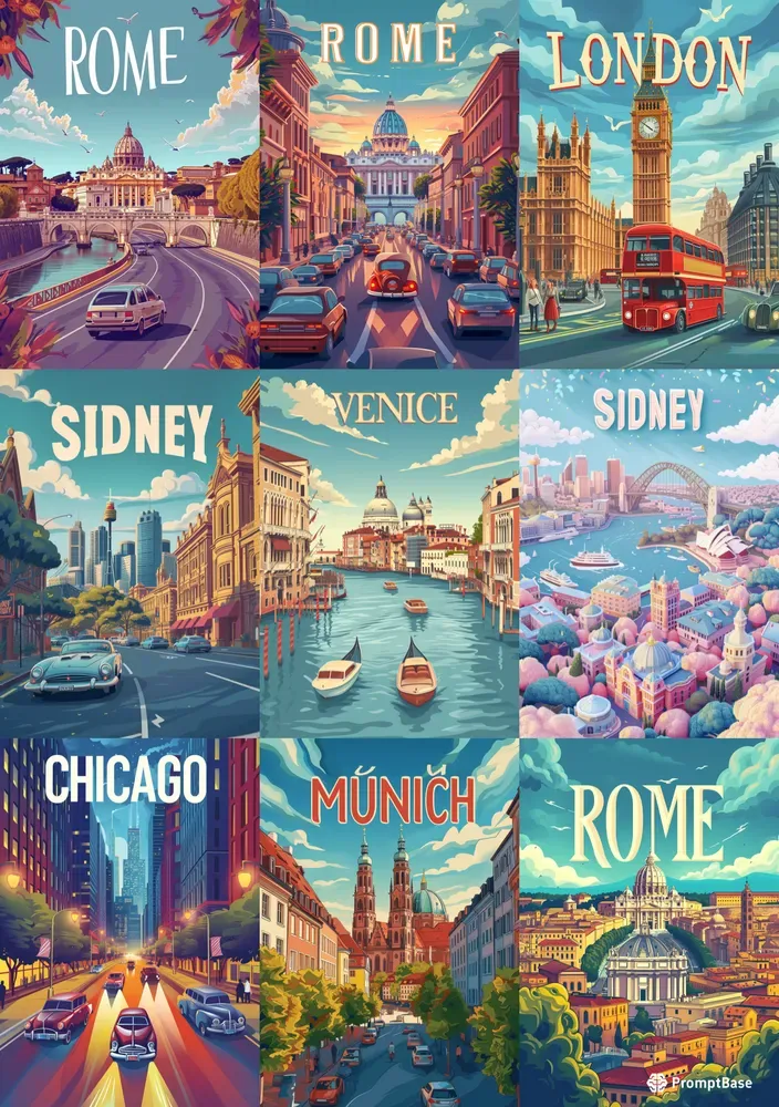 3D Digital Cinematic Postcards Of Cities Midjourney Prompt | PromptBase