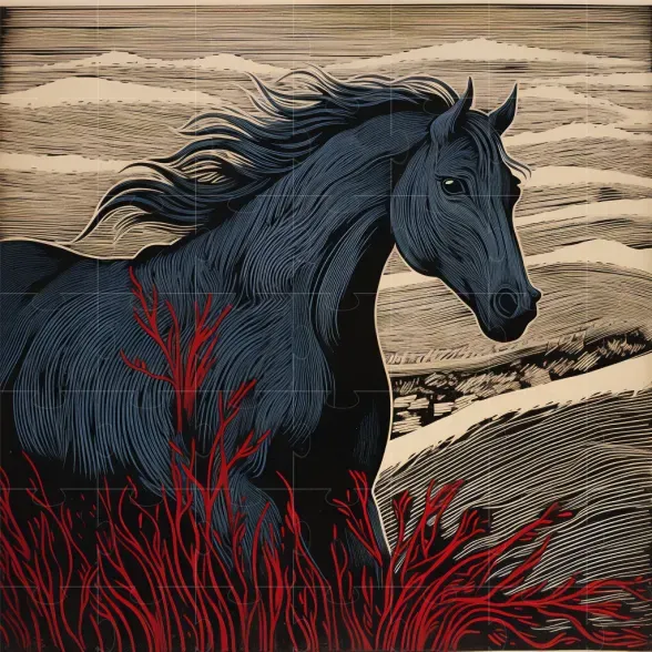 Linocut Prairiecores Midjourney Prompt | PromptBase