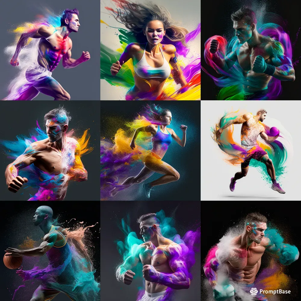 Dynamic Colourful Sports Illustrated Poses Midjourney Prompt | PromptBase