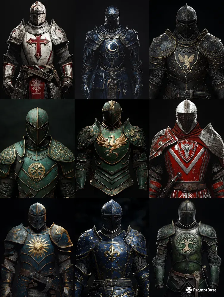 Medieval Armor Showcases Midjourney Prompt | PromptBase