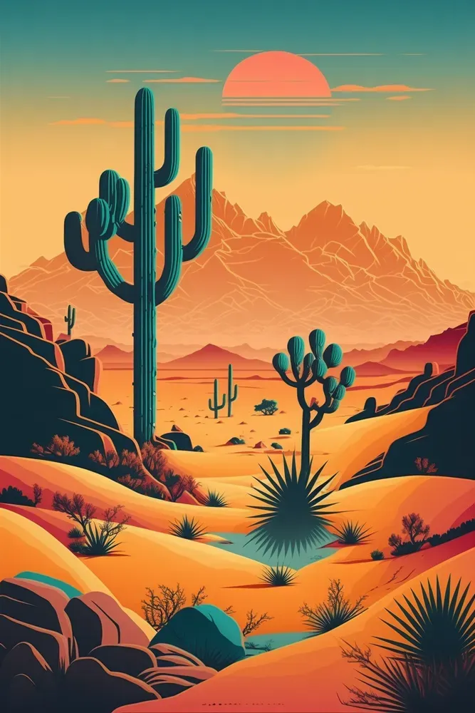 Vibrant Retro Landscape Posters Midjourney Prompt | PromptBase