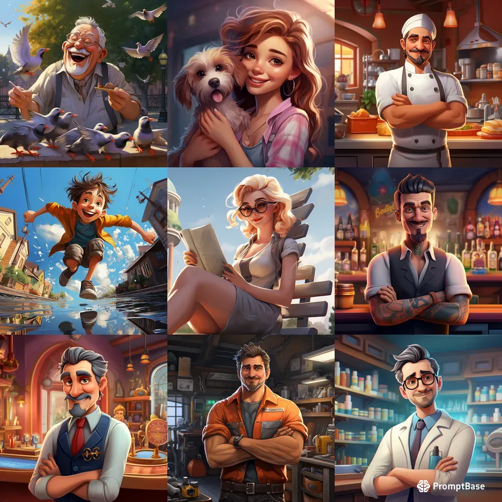 Lively Characters Midjourney Prompt | PromptBase