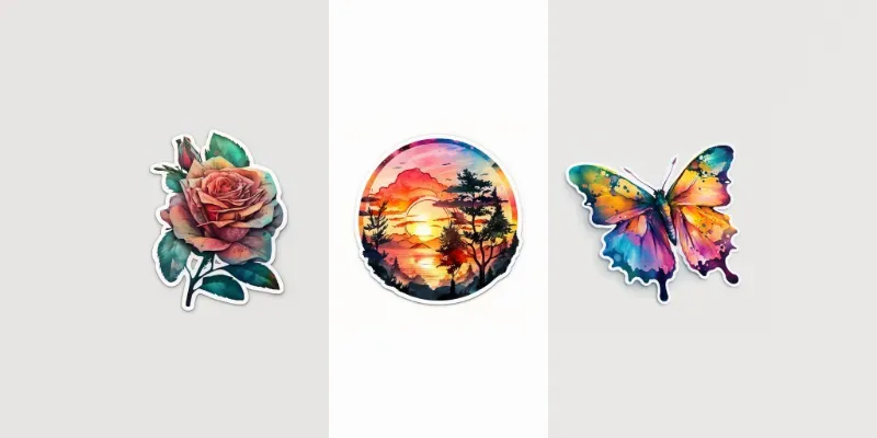 Beautiful Watercolor Stickers Midjourney Prompt | PromptBase