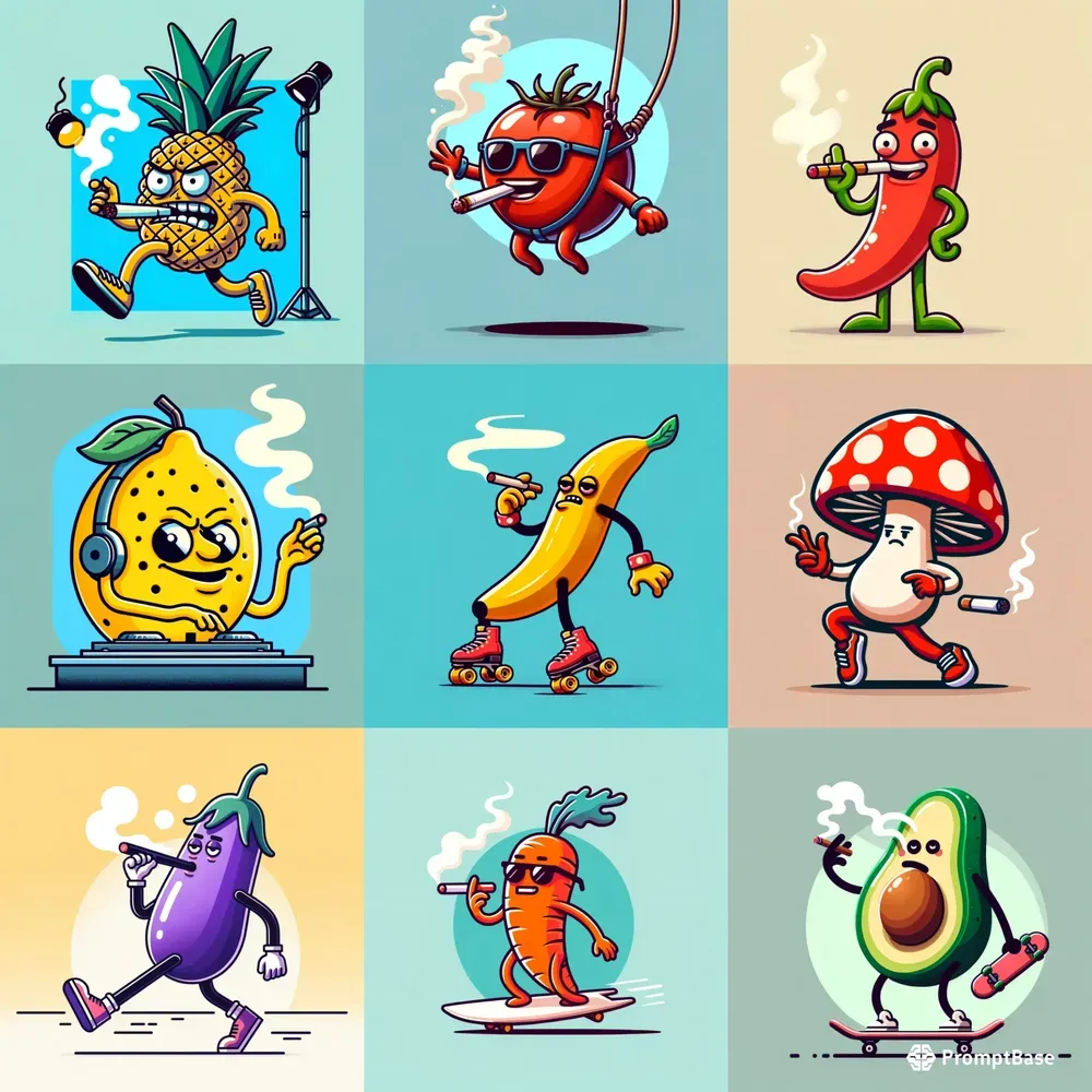 Quirky Vector Smokers DALL·E Prompt | PromptBase