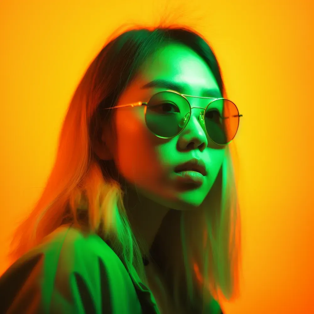 Neon Light Portrait Photos Midjourney Prompt | PromptBase