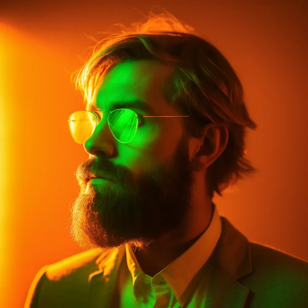 Neon Light Portrait Photos Midjourney Prompt | PromptBase