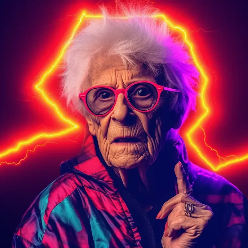 Flashy Neon Portrait Photos Midjourney Prompt | PromptBase