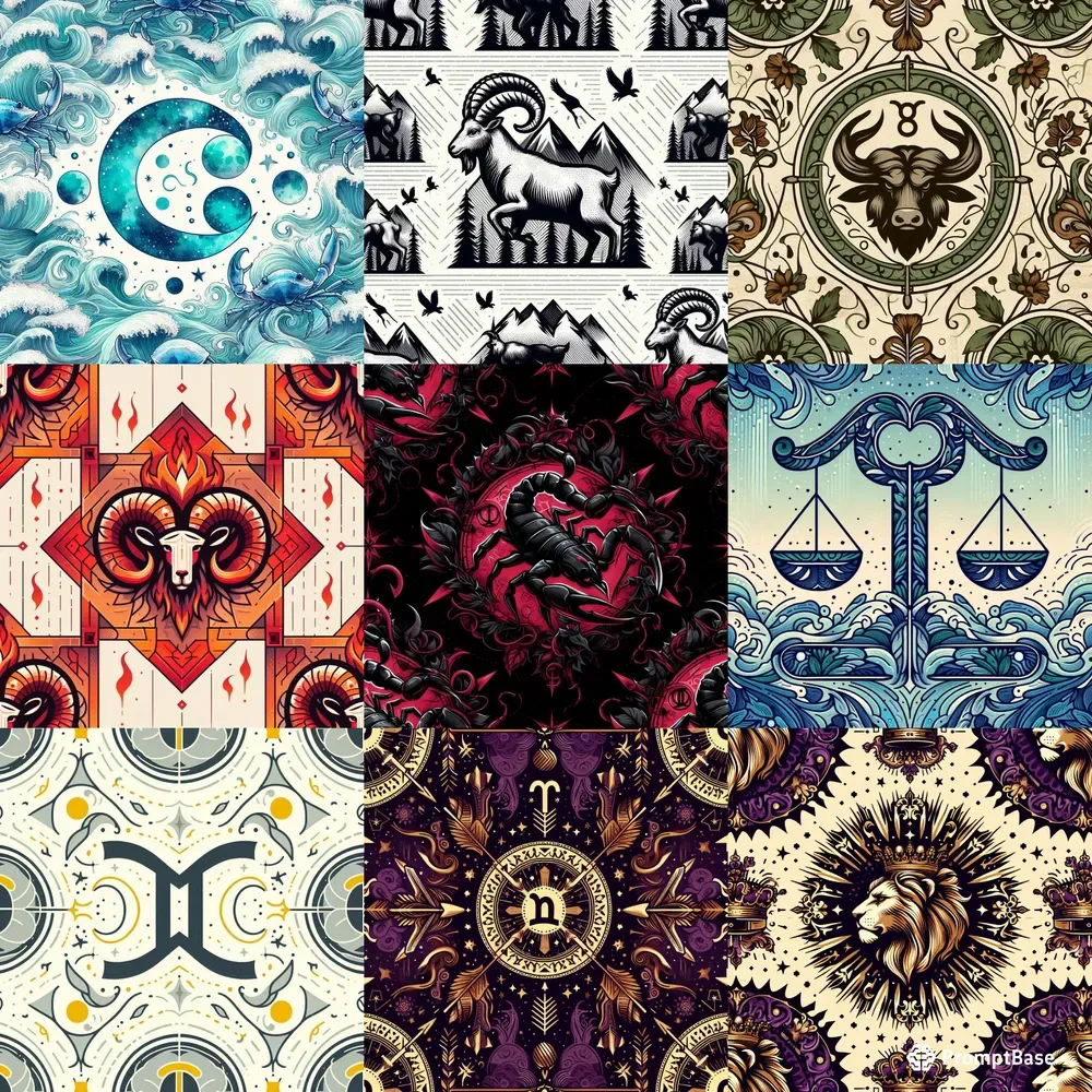 Celestial Zodiac Sign Patterns DALL·E Prompt | PromptBase