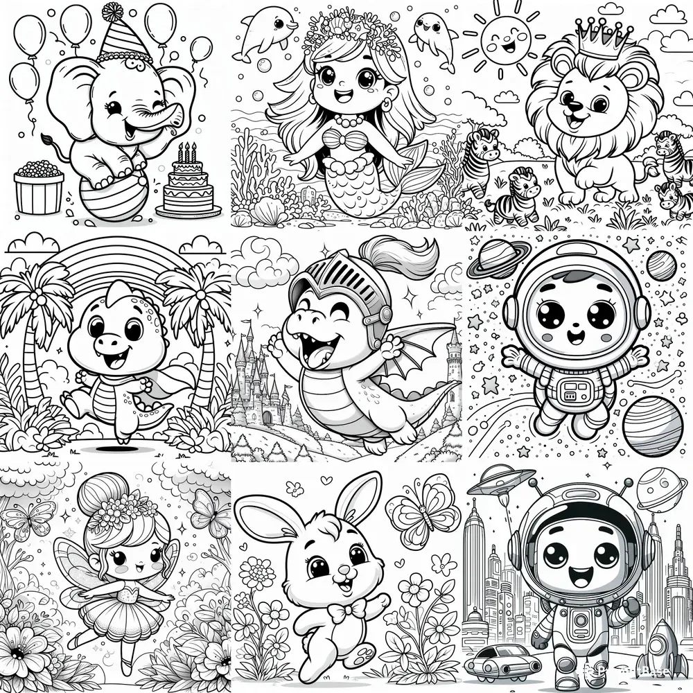 Delightful Coloring Pages For Children DALL·E Prompt | PromptBase