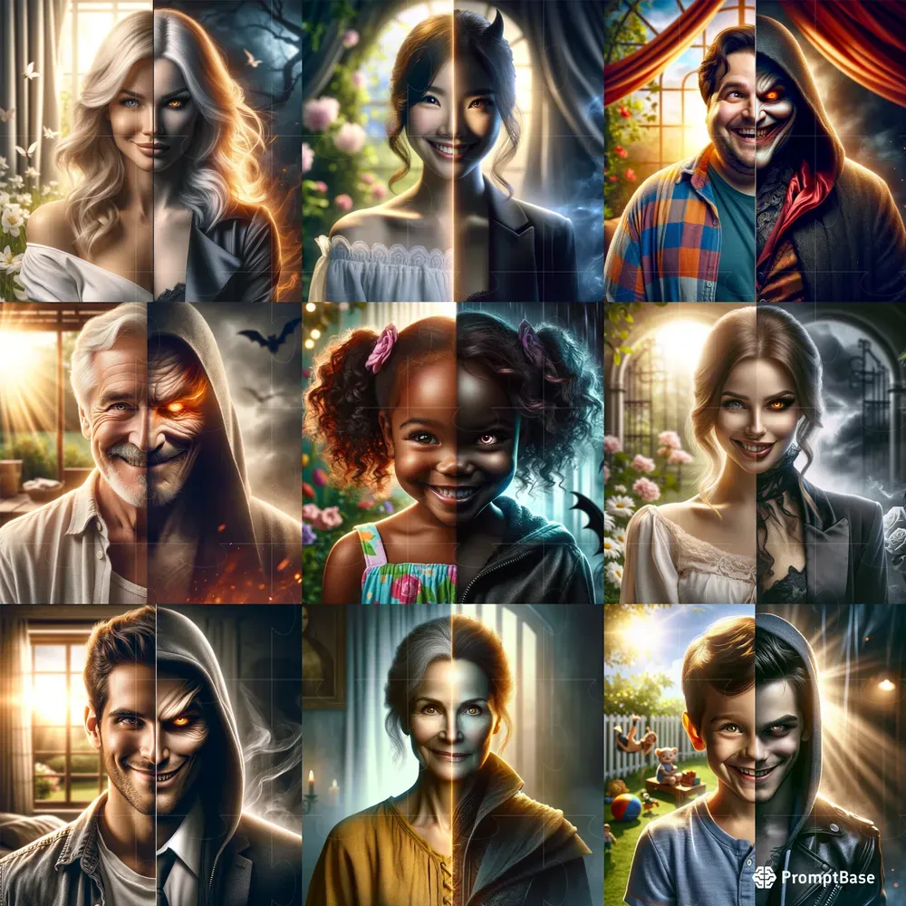 Good Versus Evil Portraits DALL·E Prompt | PromptBase