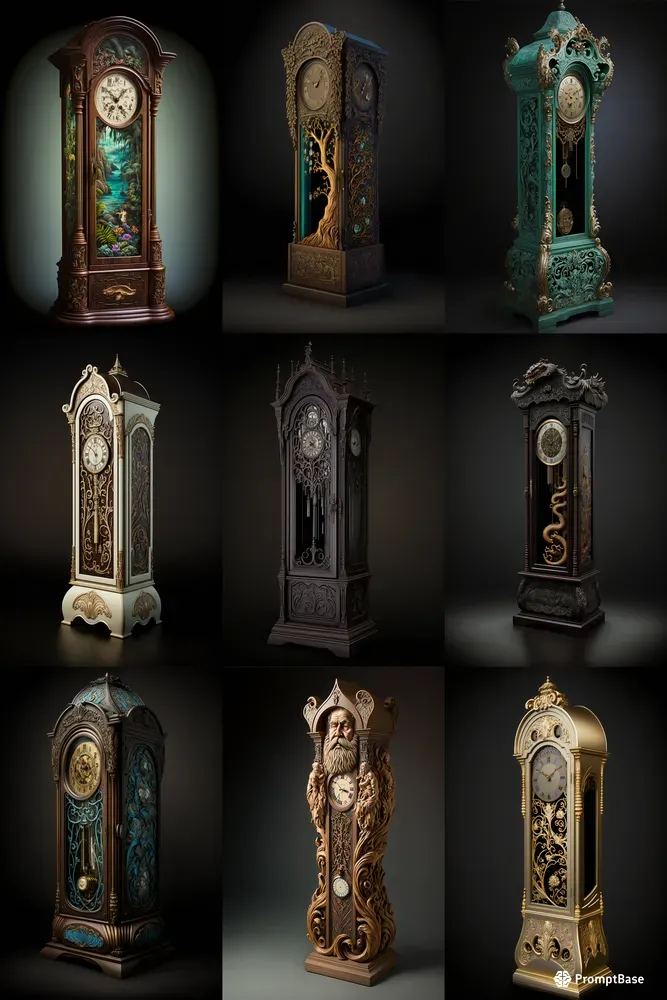 Antique Grandfather Clock Designs Midjourney Prompt | PromptBase