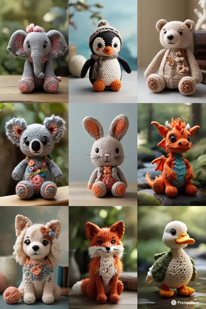 Cute Amigurumi Animals Leonardo Ai Prompt | PromptBase