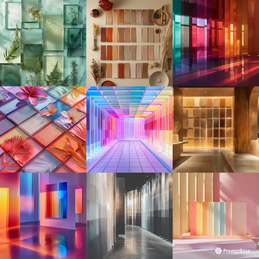 Vibrant Color Swatch Displays Midjourney Prompt | PromptBase
