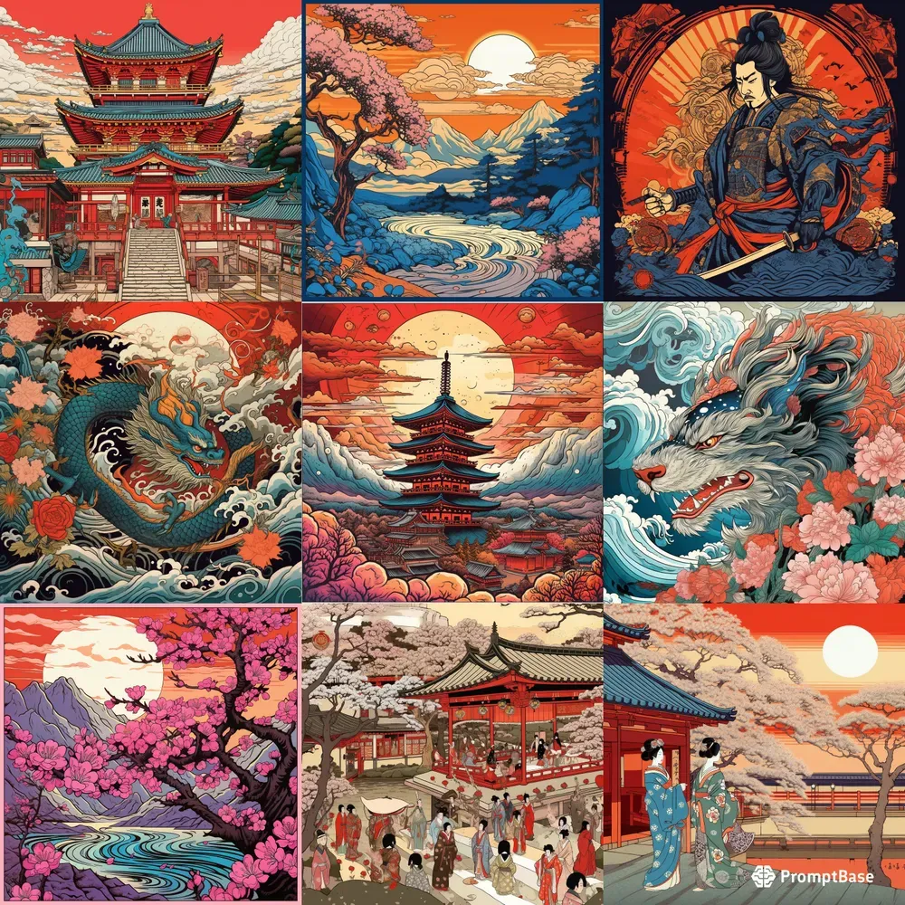 Japanese Ukiyoe Illustrations Midjourney Prompt | PromptBase