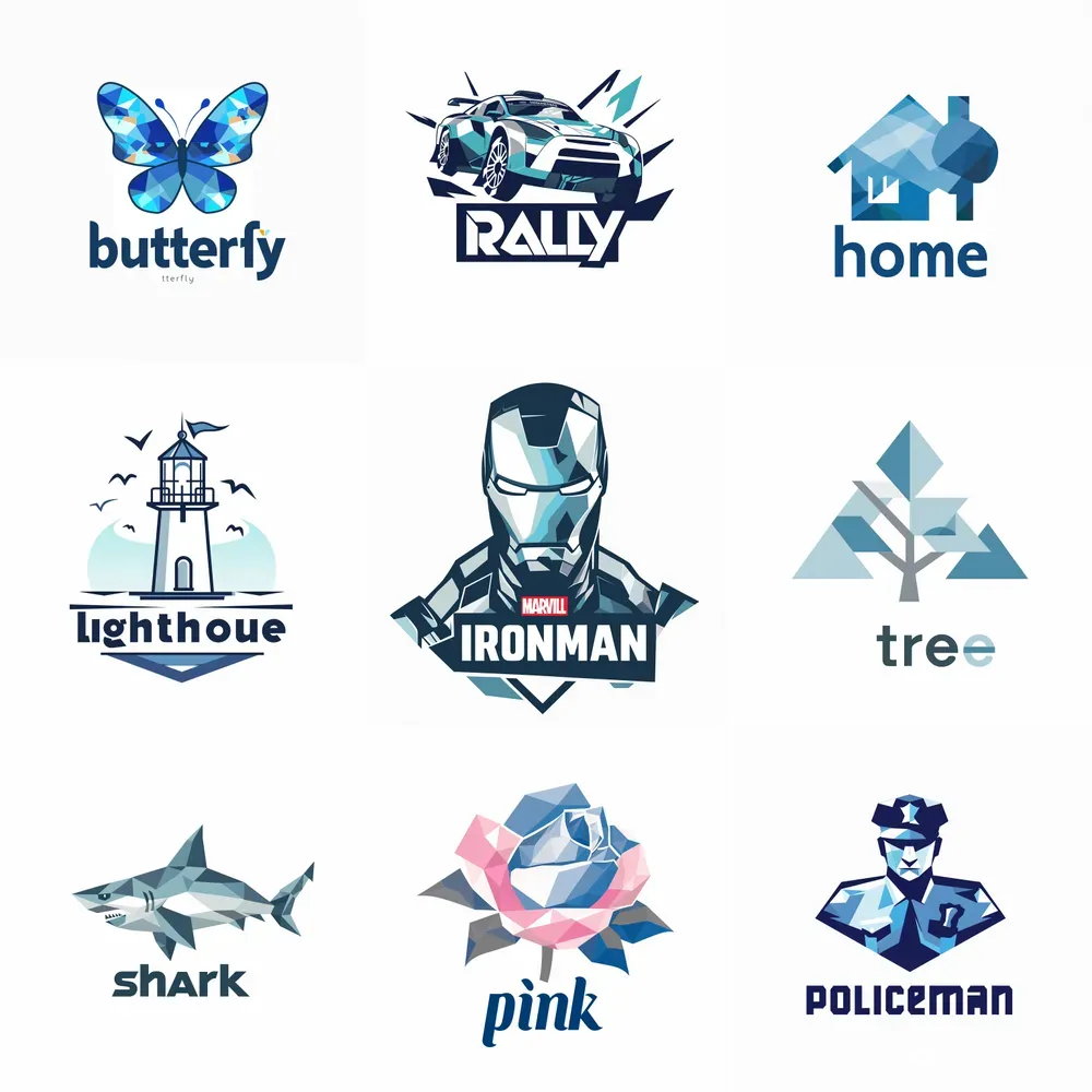 2D Flat Design Geometric Style Logos Midjourney Prompt | PromptBase