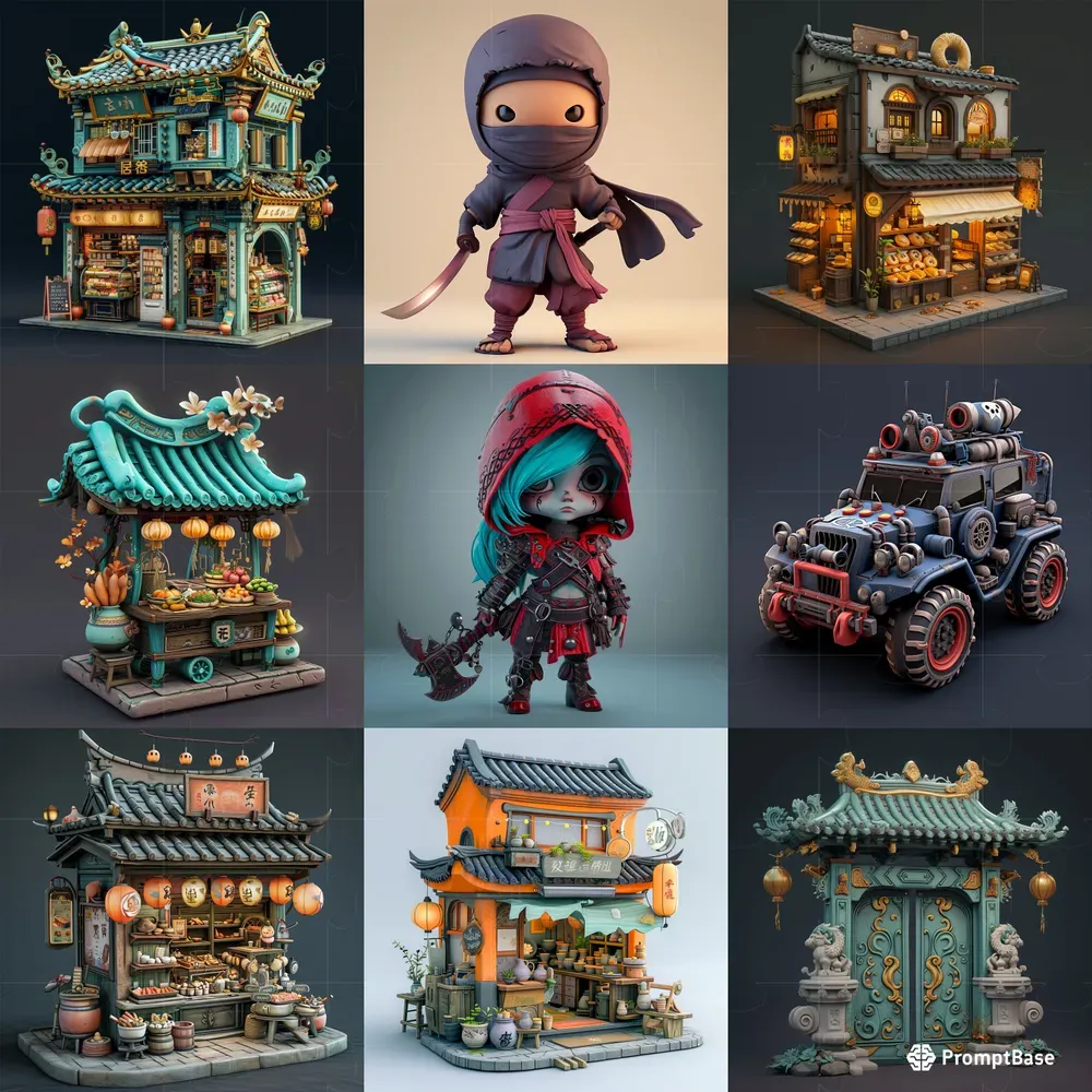 Realistic Chinese 3D Models Game Assets Midjourney Prompt | PromptBase