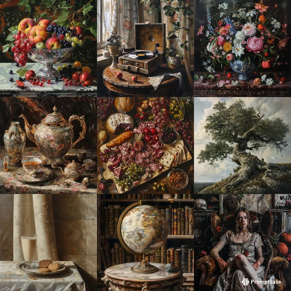 Still Life Paintings Midjourney Prompt | PromptBase