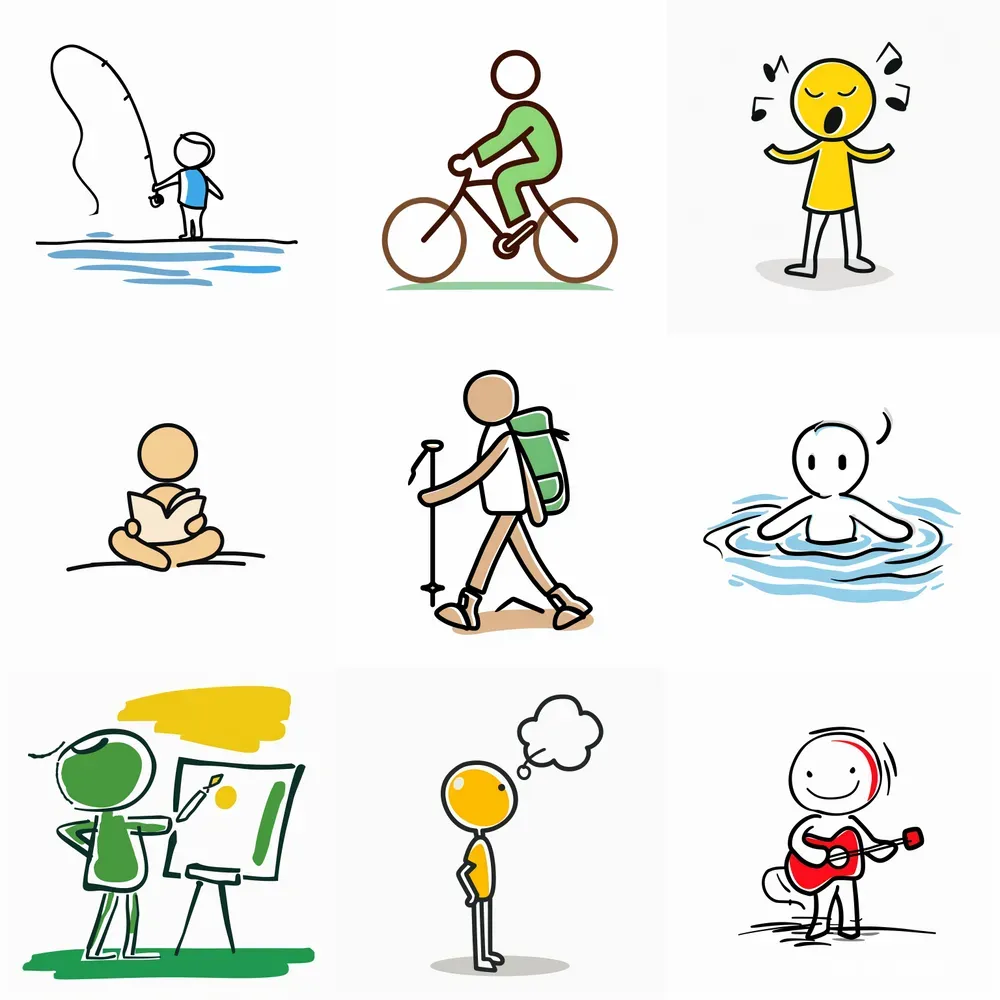 Stick Figures In Different Action Cliparts Midjourney Prompt | PromptBase