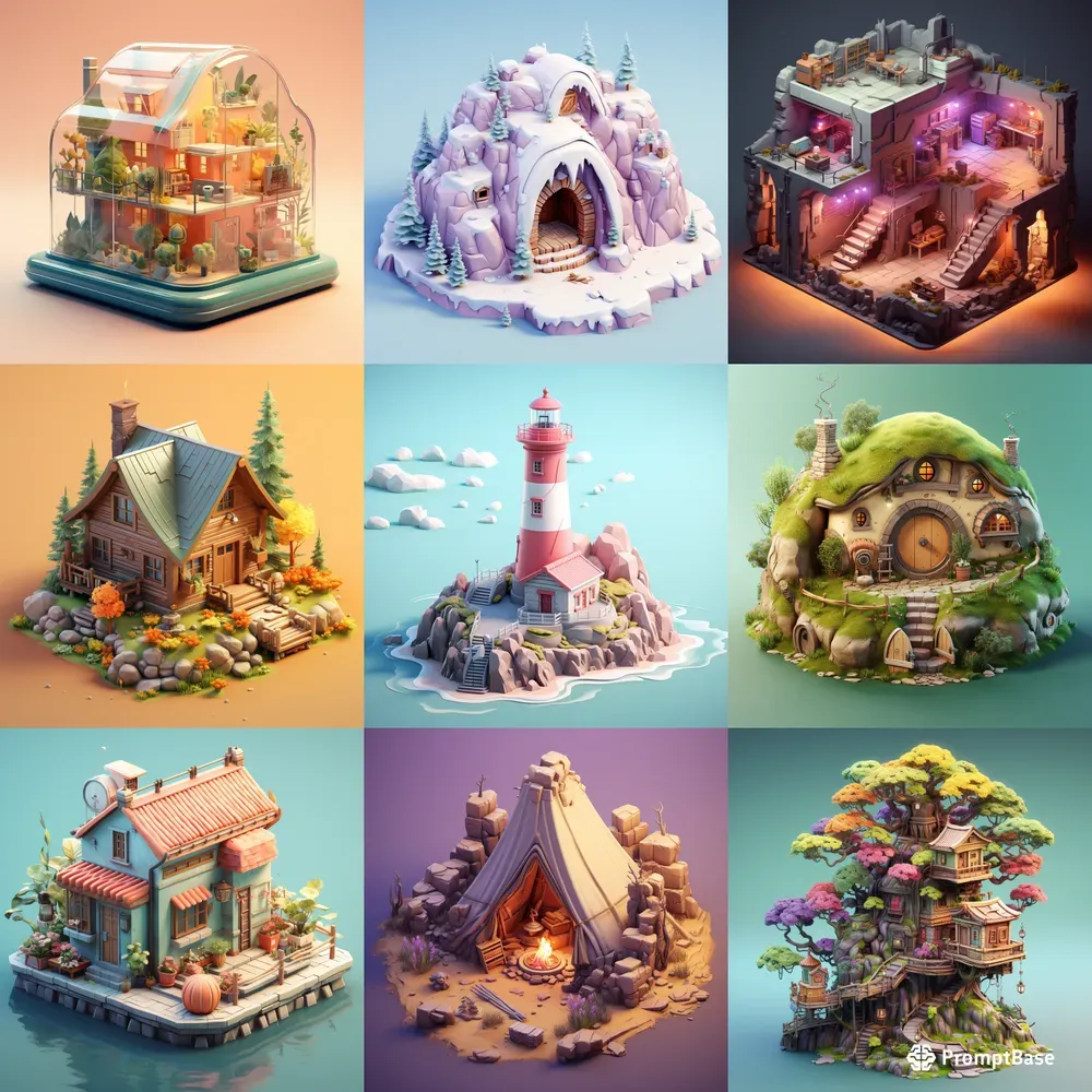 3D Game Art Homes Midjourney Prompt | PromptBase