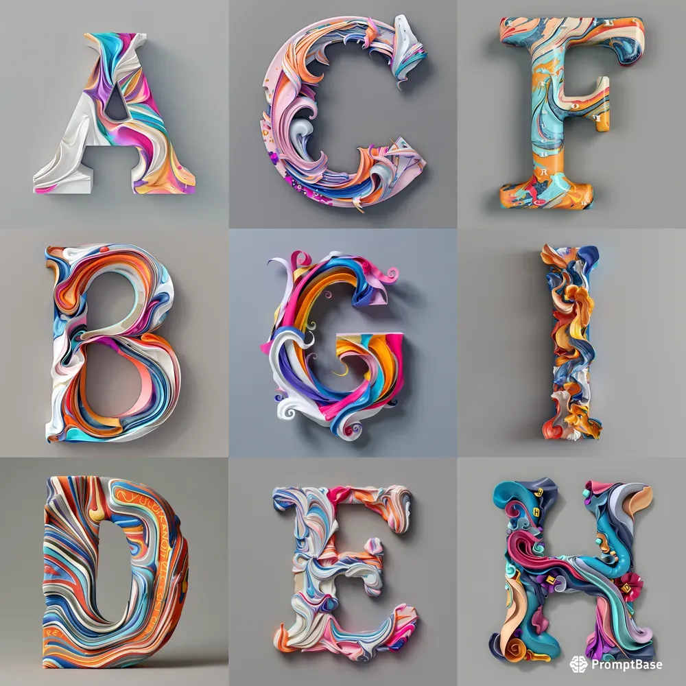 Clay Letters Illustrations Midjourney Prompt | PromptBase