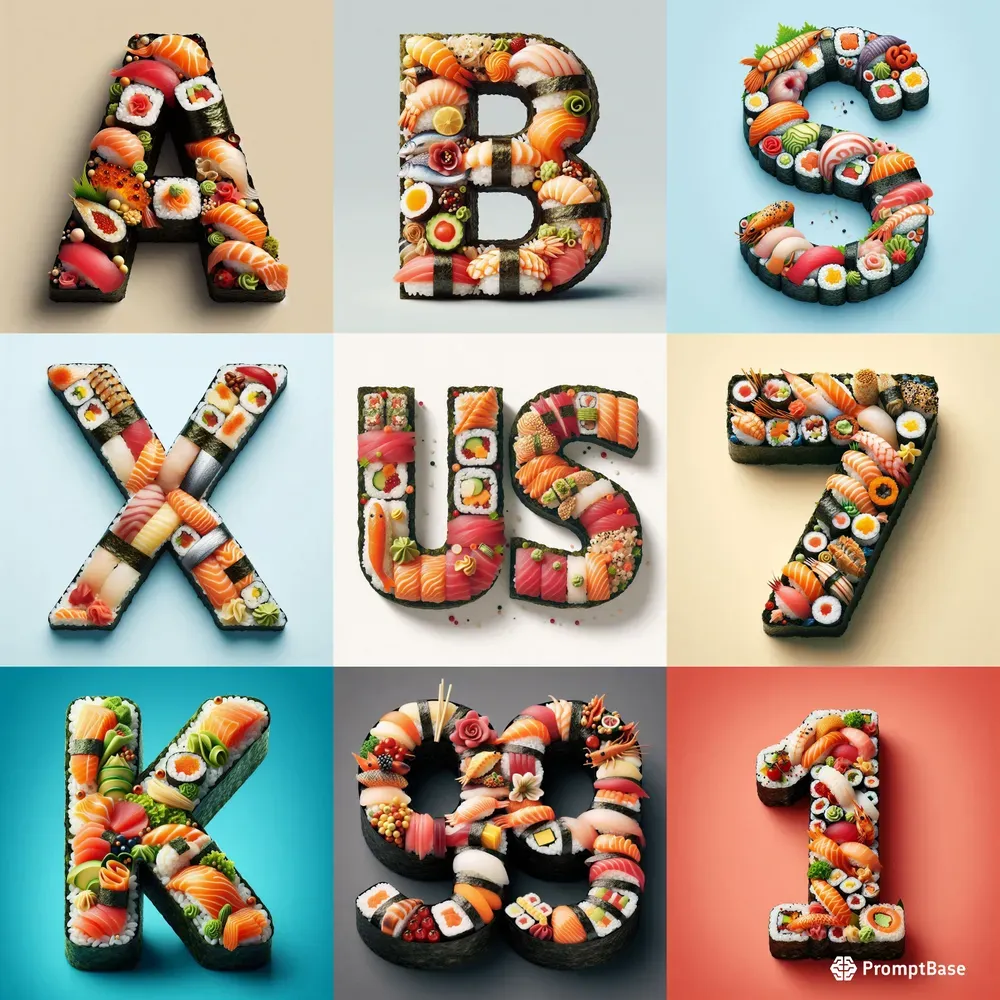Sushi Letters DALL·E Prompt | PromptBase