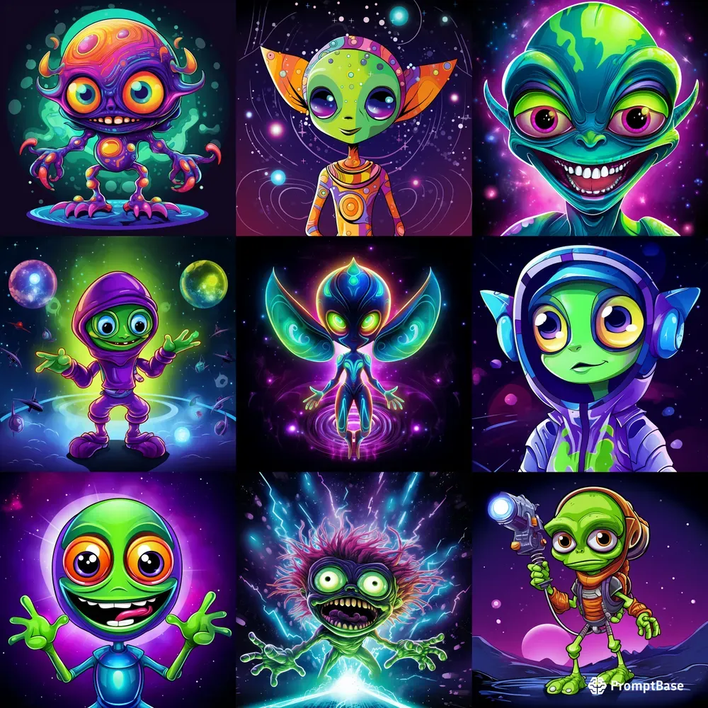 Alien Adventures Whimsical Playgrounds Midjourney Prompt | PromptBase