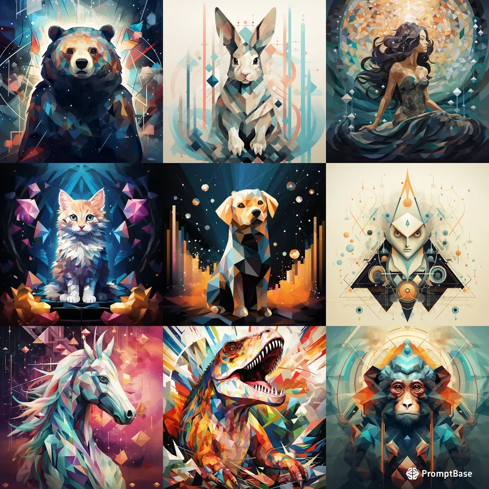 Geometric Creature Art Midjourney Prompt | PromptBase