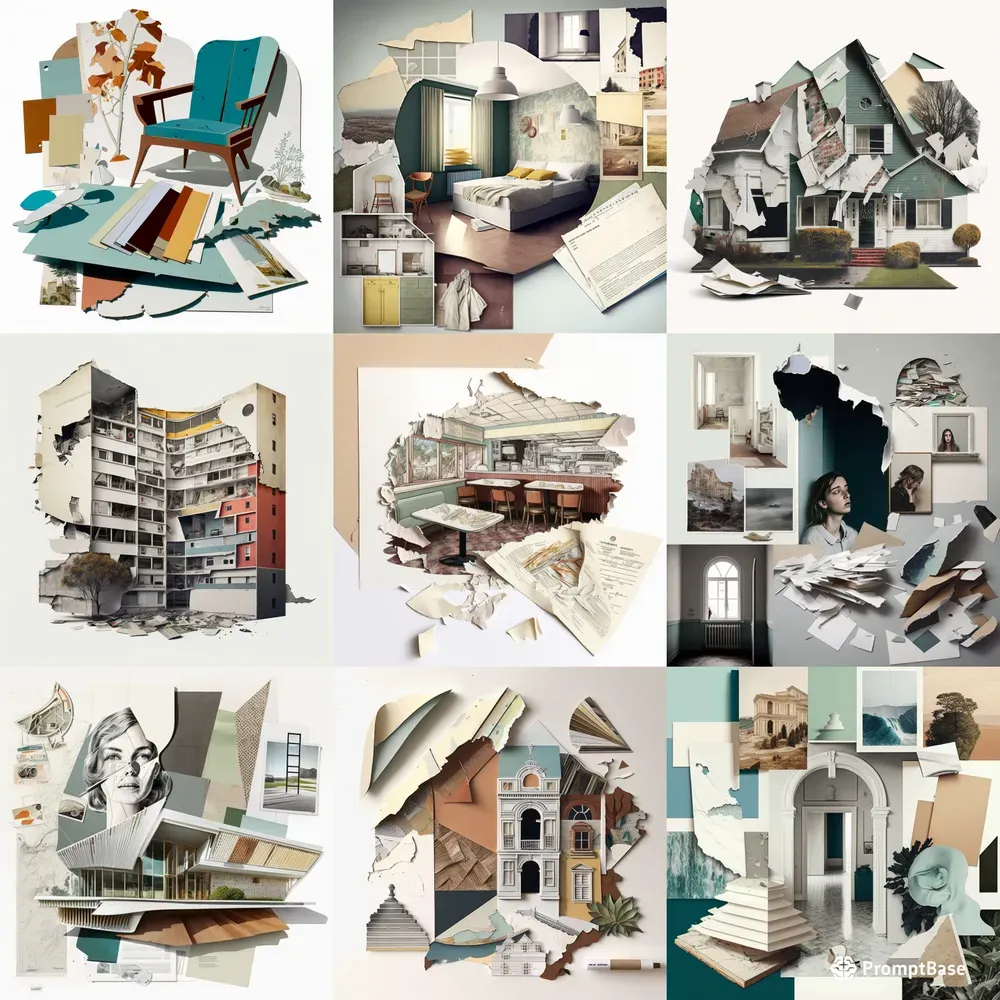 Architecture Moodboard Art Directions Midjourney Prompt | PromptBase