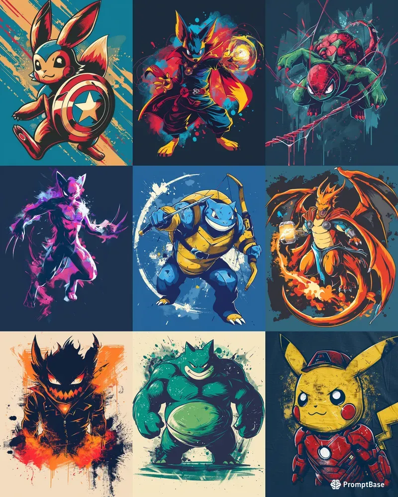 Marvel Fusion Heroic Pokemon Midjourney Prompt | PromptBase