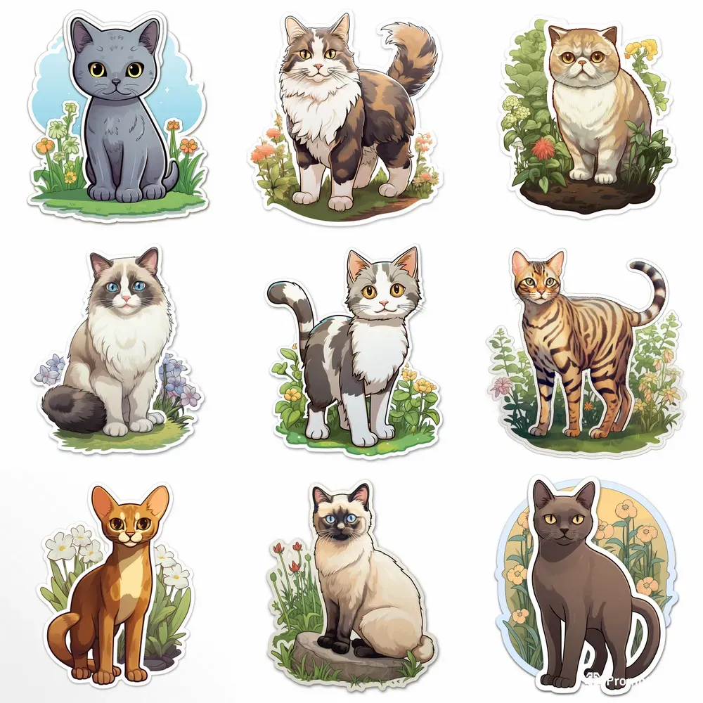 Cartoon Cat Sticker Designs Midjourney Prompt | PromptBase
