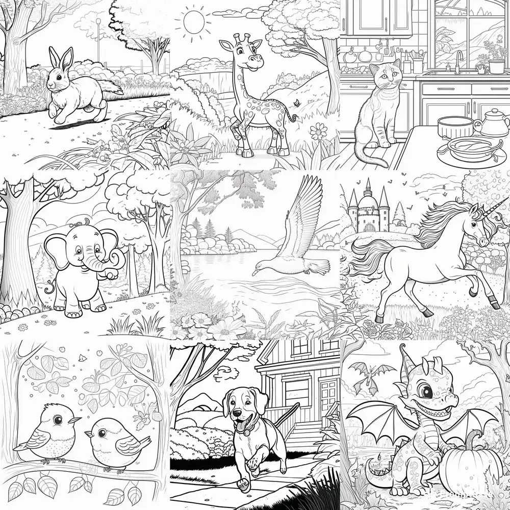 Coloring Book Pages For Kids Midjourney Prompt | PromptBase