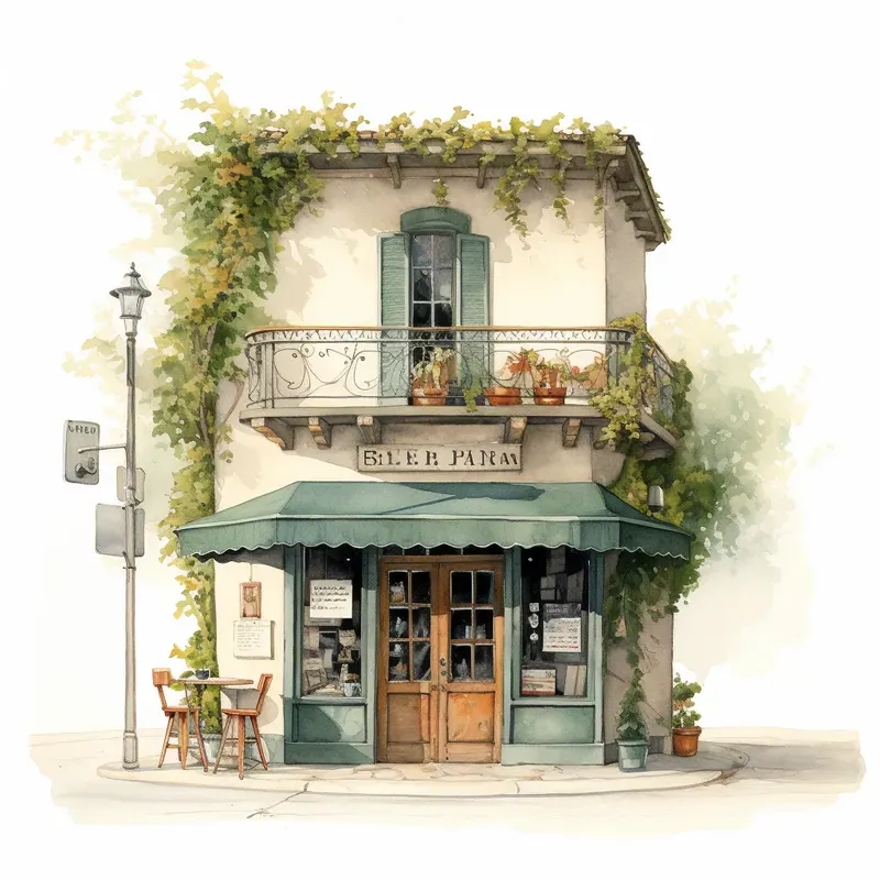 Watercolor Storefront Art Midjourney Prompt | PromptBase