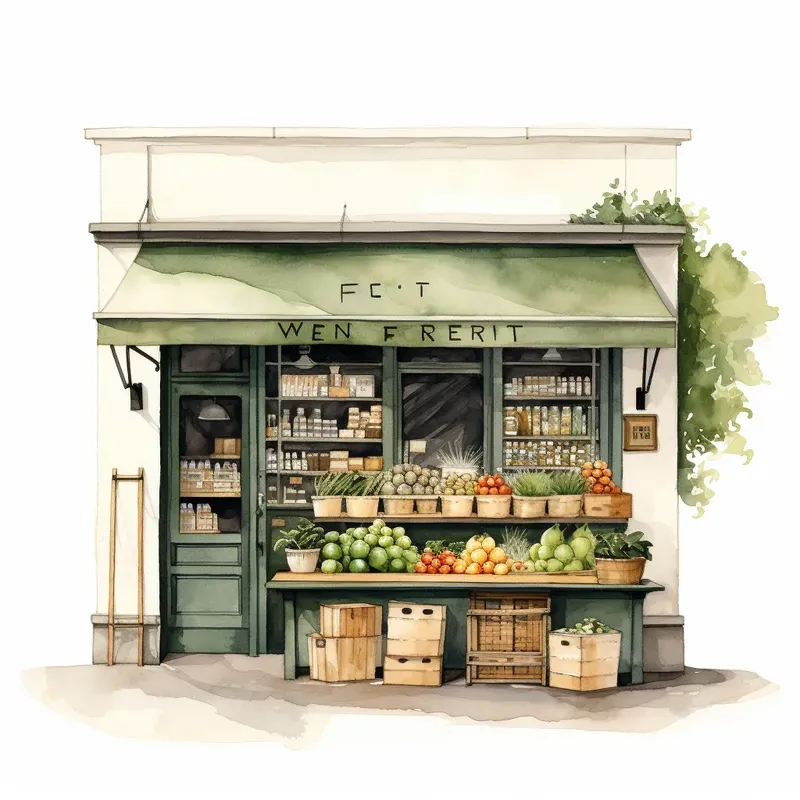 Watercolor Storefront Art Midjourney Prompt | PromptBase