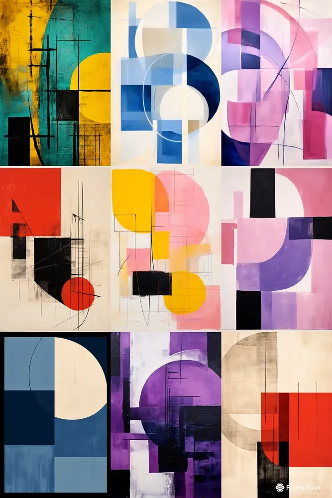 Curved Abstract Paintings Midjourney Prompt | PromptBase
