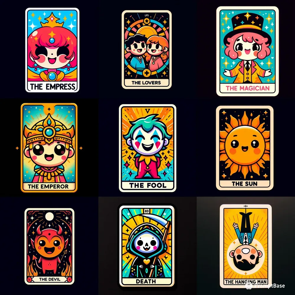 Cute Chibi Tarot Cards DALL·E Prompt | PromptBase