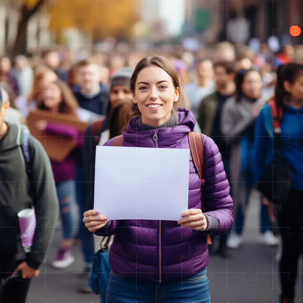 People Holding Blank Signs Outside Midjourney Prompt | PromptBase