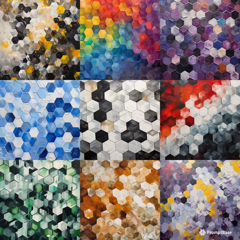 Abstract Hexagon Acrylic Paintings Midjourney Prompt | PromptBase