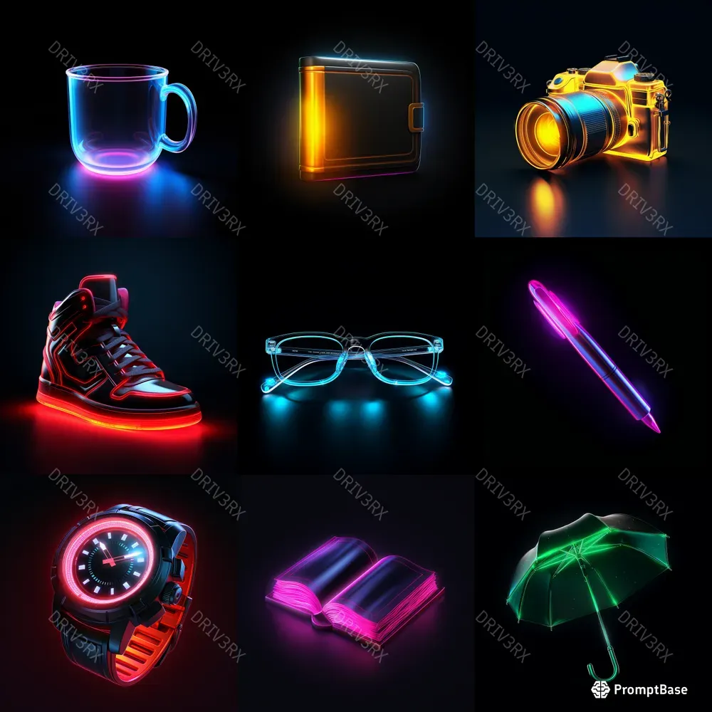 3D Glowing Objects Midjourney Prompt | PromptBase