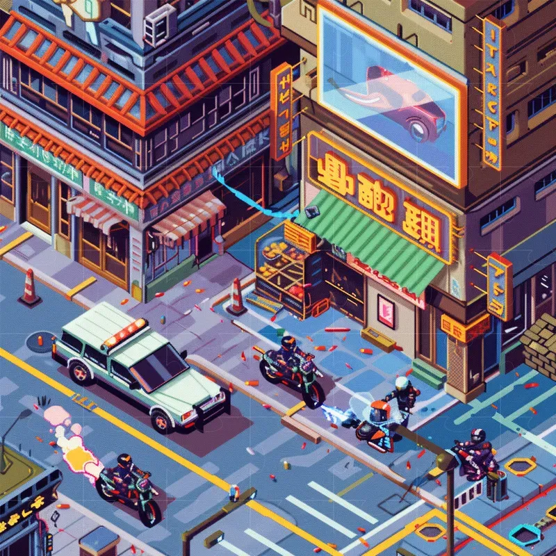 Isometric 2D Pixel Scenes Midjourney Prompt | PromptBase