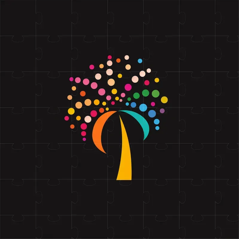 Vibrant Colorful Dot Logos Midjourney Prompt | PromptBase