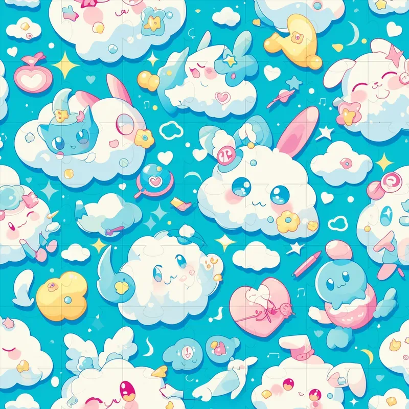 Niji Kawaii Characters Seamless Patterns Midjourney Prompt | PromptBase