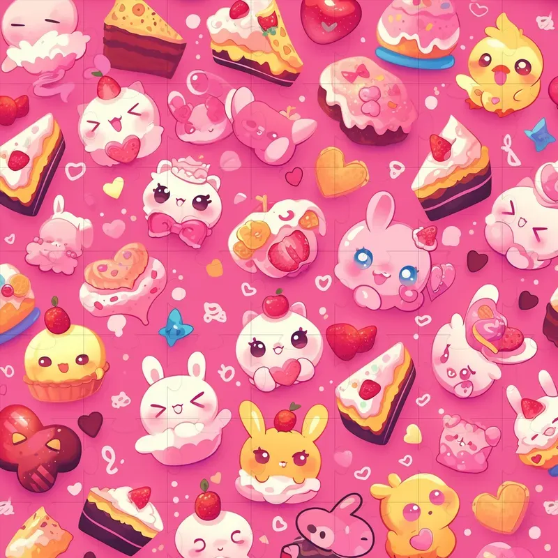 Niji Kawaii Characters Seamless Patterns Midjourney Prompt | PromptBase